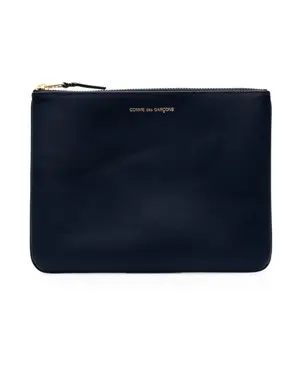 Play Comme Des Garcon Navy Blue Zipper Wallet - Black
