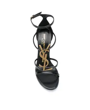 Saint Laurent Cassandra Monogram High Heel Sandals - Black