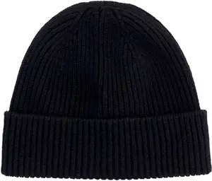 Giorgio Armani Logo-patch Cashmere-knit Beanie - Black