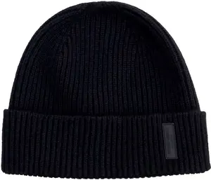 Giorgio Armani Logo-patch Cashmere-knit Beanie - Black