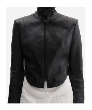 Magda Butrym Curved Hem Leather Jacket