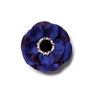 HELENA SIMON Indigo Anemone Floral Brooch - Blue