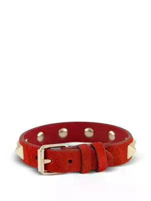 Valentino Garavani Rockstud Suede Bracelet - Red
