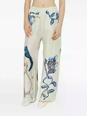 Munthe Graphic Print Silk Wide-leg Trousers