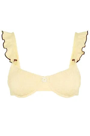 WILD LOVERS LONDON Balconette Bikini Top With Ruffle Straps - Yellow