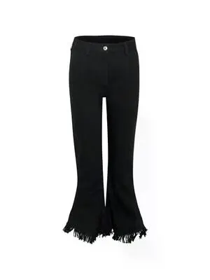 MSGM Cotton Flared Trousers With Frayed Hem