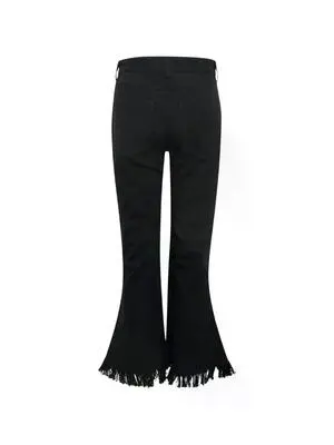 MSGM Cotton Flared Trousers With Frayed Hem