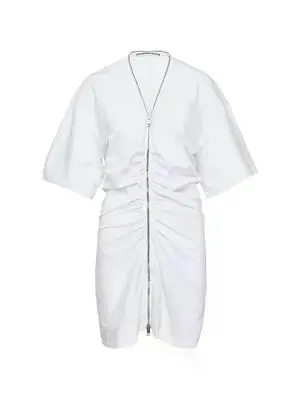 Alexander Wang Zip-up Gathered Mini Dress - White