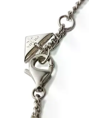 Prada Enameled Triangle Logo Metal Bracelet