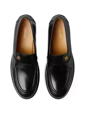 Versace Manu Leather Loafers With Medusa Hardware - Black