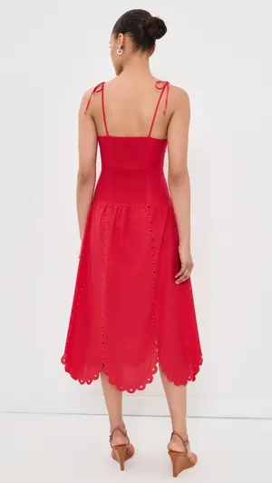 Moon River Eyelet Midi Dress