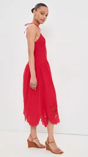 Moon River Eyelet Midi Dress