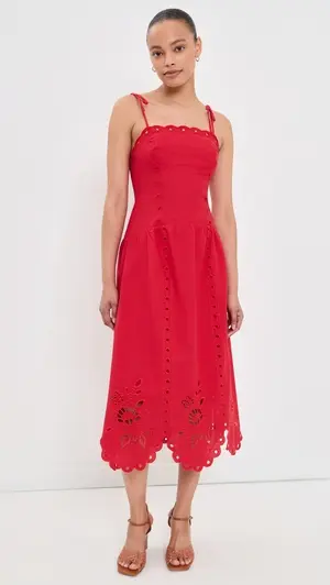 Moon River Eyelet Midi Dress