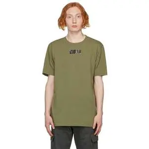 Off-White Logo Printing Round Neck Short Sleeve Ordinary Version Green