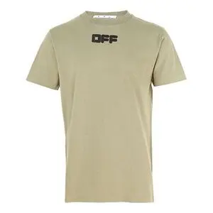Off-White Logo Printing Round Neck Short Sleeve Ordinary Version Green - Multi-color