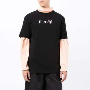 Off-White Arrow Pattern Round Neck Tee White Pink