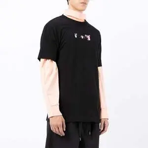 Off-White Arrow Pattern Round Neck Tee White Pink