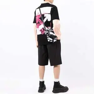 Off-White Arrow Pattern Round Neck Tee White Pink