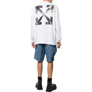 Off-White Fw22 Solid Color Arrow Pattern Logo Printing Round Neck White