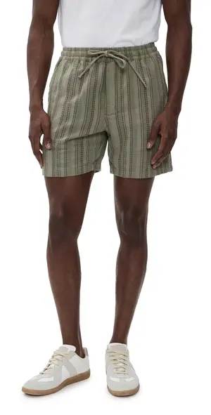 Marine Layer Dobby Stripe Shorts - Olive