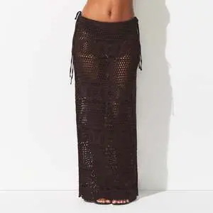 SKIMS Crochet Long Skirt | Deep Neutral | Small | Swim Cover Ups