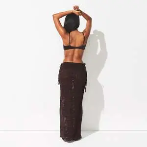 SKIMS Crochet Long Skirt | Deep Neutral | Small | Swim Cover Ups