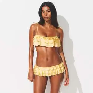SKIMS Satin Ruffle Bikini Top