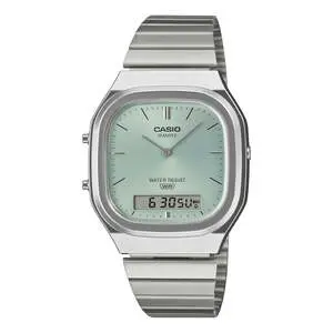Casio Vintage Aq-240 Series Watch - Silver/turquoise
