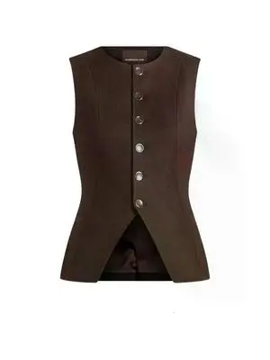 Manière De Voir Tailored Crew Neck Cinch Waistcoat - Brown