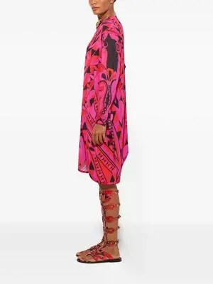 Emilio Pucci Manuba Print Long-sleeve Viscose Crepe Dress