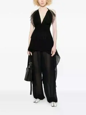 ANN DEMEULEMEESTER Lace Trim Halterneck Top