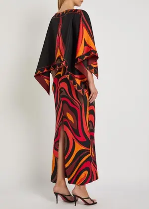 Emilio Pucci Printed Cape-effect Silk Maxi Dress