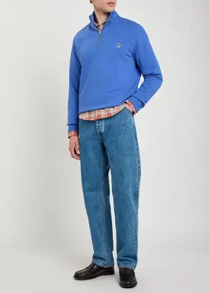 Paul Smith Appliquéd Half-zip Cotton Sweatshirt - Blue