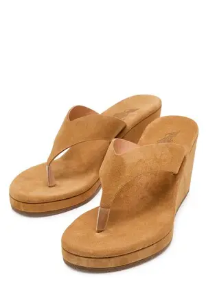 ANCIENT GREEK SANDALS Charys Suede Wedges - Camel
