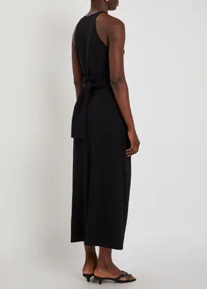 Another Tomorrow Sarong-effect Jersey Midi Dress