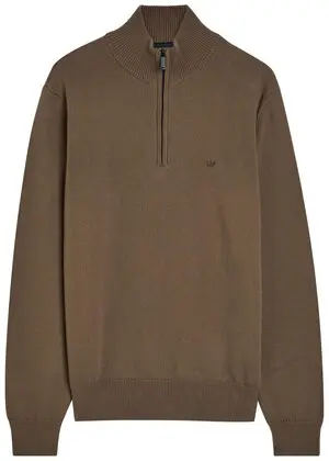 Emporio Armani Embroidered Logo High-neck Jumper - Brown