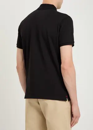 Moncler Logo-appliquéd Piqué Cotton Polo Shirt - Black