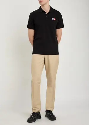 Moncler Logo-appliquéd Piqué Cotton Polo Shirt - Black