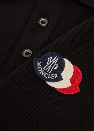 Moncler Logo-appliquéd Piqué Cotton Polo Shirt - Black