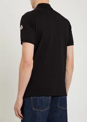 Moncler Logo-appliquéd Piqué Cotton Polo Shirt - Black