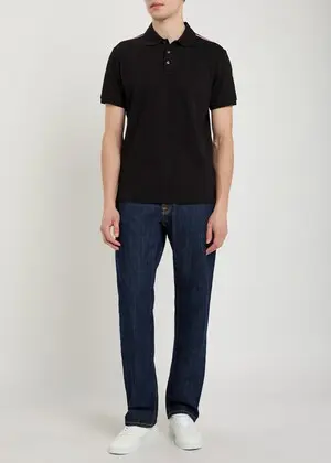 Moncler Logo-appliquéd Piqué Cotton Polo Shirt - Black