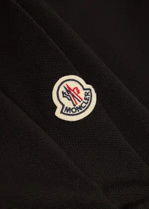 Moncler Logo-appliquéd Piqué Cotton Polo Shirt - Black