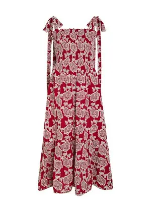 Erdem Embroidered Cotton-blend Midi Dress - Red