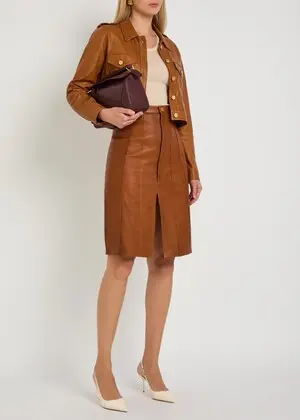 SKIIM Alexandra Corset-effect Leather Knee-length Skirt