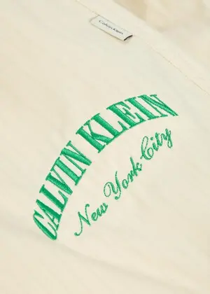 Calvin Klein Embroidered Pinstriped Cotton Shorts