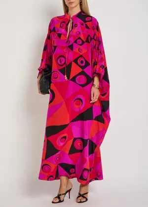 Emilio Pucci Printed Silk Maxi Kaftan Dress - Pink