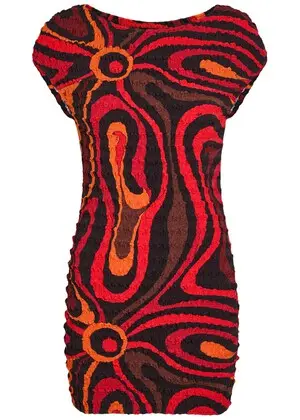 Emilio Pucci Printed Seersucker Mini Dress - Orange
