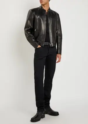 TOM FORD Stand-collar Leather Biker Jacket