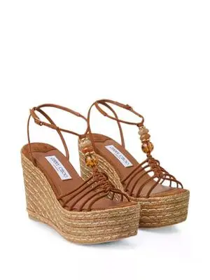 JIMMY CHOO Lemi 100 Bead-embellished Espadrilles
