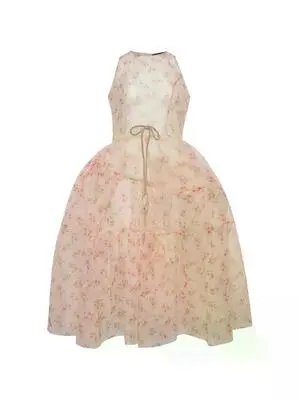 Simone Rocha Floral Print Tiered Midi Dress - Pink